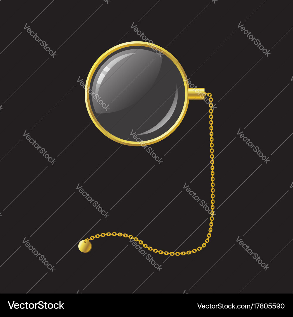 Golden monocle with chain - modern Royalty Free Vector Image