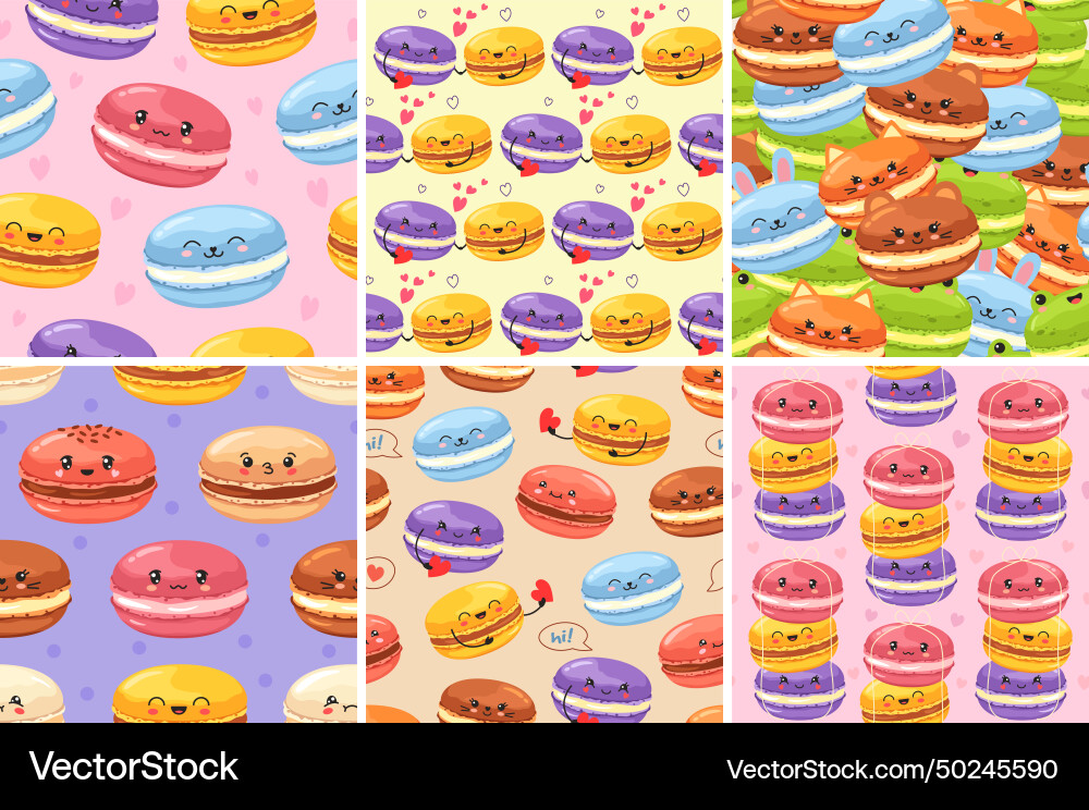 Kawaii macaron pattern cute animal macarons Vector Image