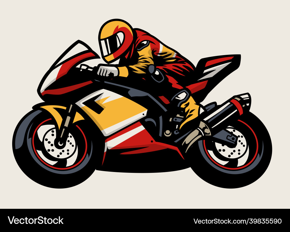 Man riding motorcycle race Royalty Free Vector Image