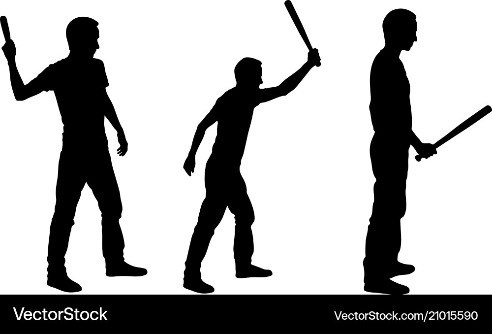 People silhouettes hitting with bat Royalty Free Vector