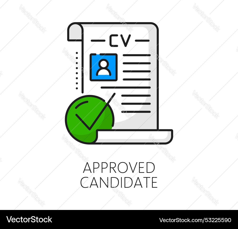 Recruitment approved candidate color line icon Vector Image