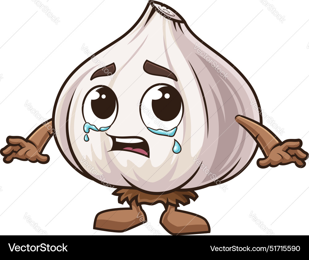 Sliced garlic mascot crying cartoon Royalty Free Vector