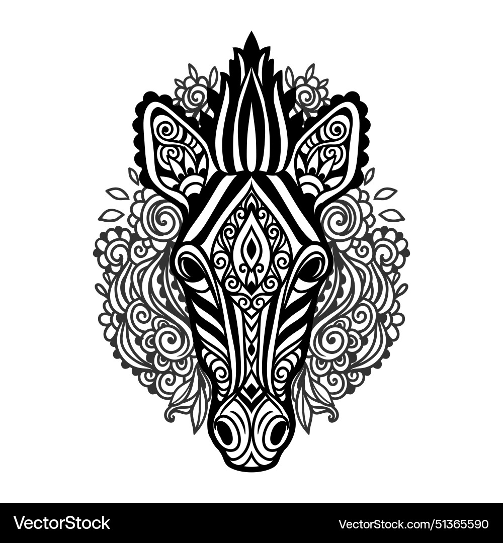 Zebra mandala adult coloring Royalty Free Vector Image