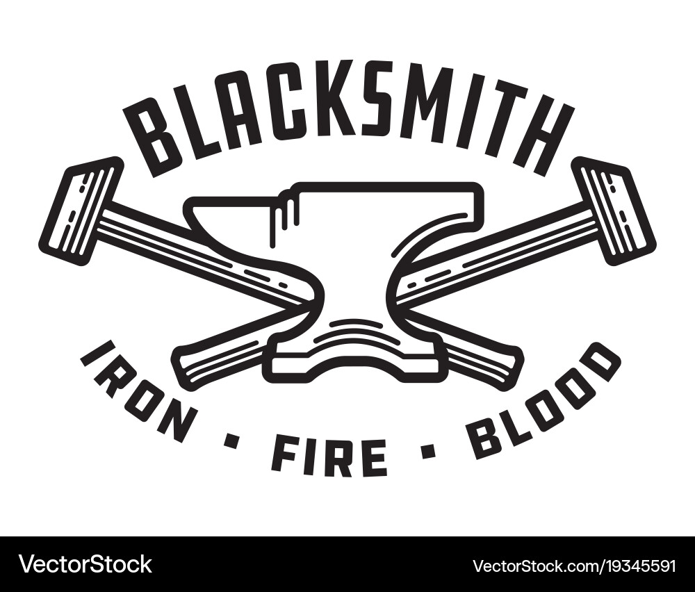 Blacksmith emblem or badge Royalty Free Vector Image