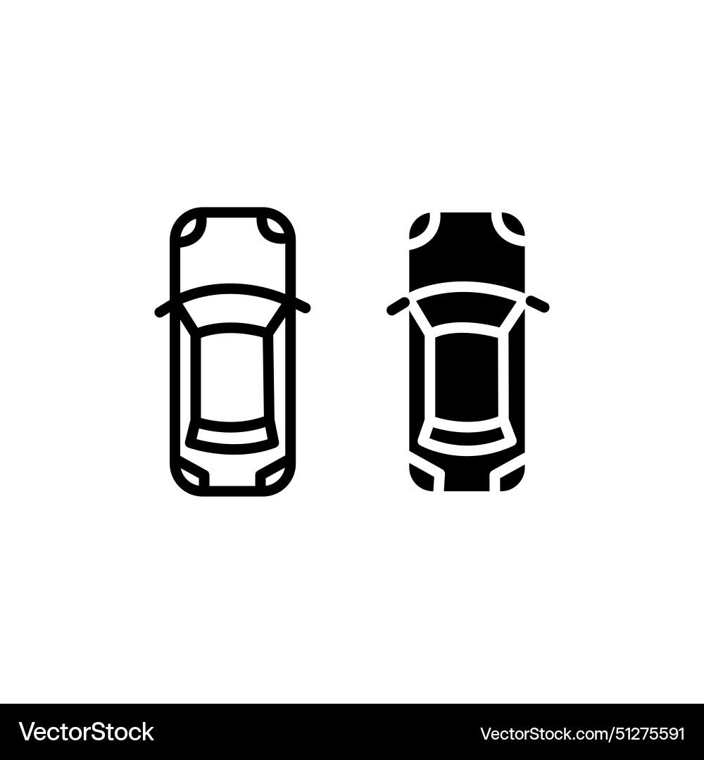 Lineare Iconzeile von Car Top View mit editierbar Vektorbild