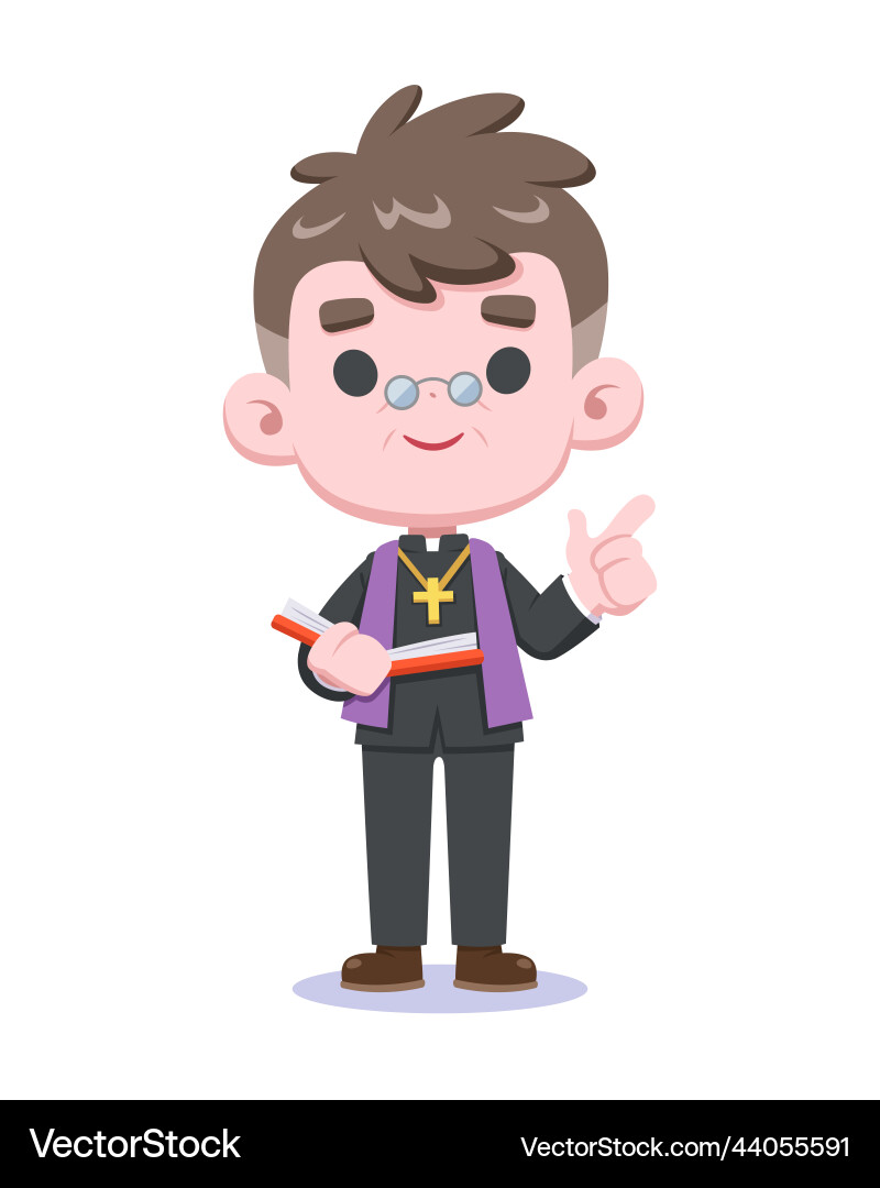 Cute style priest cartoon Royalty Free Vector Image