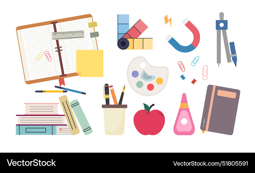 Different stationery for studying Royalty Free Vector Image