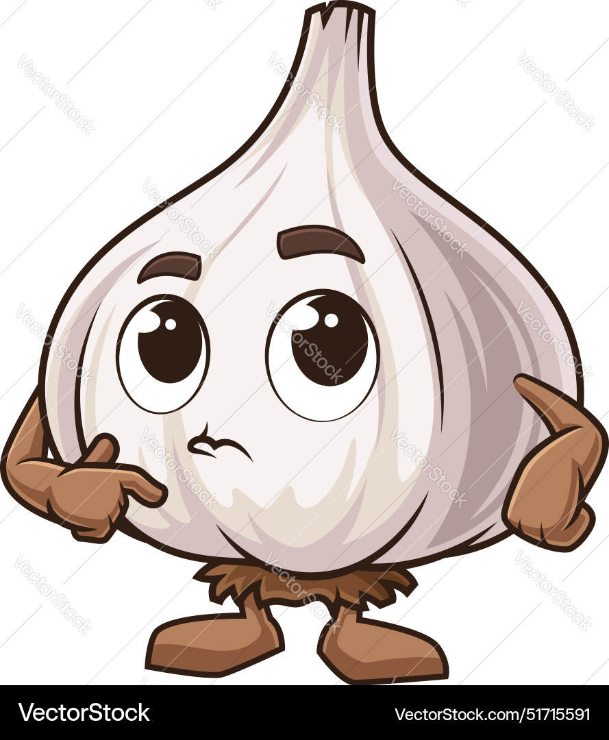 Garlic mascot thinking cartoon Royalty Free Vector Image