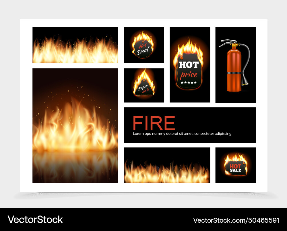 Realistic fire composition Royalty Free Vector Image