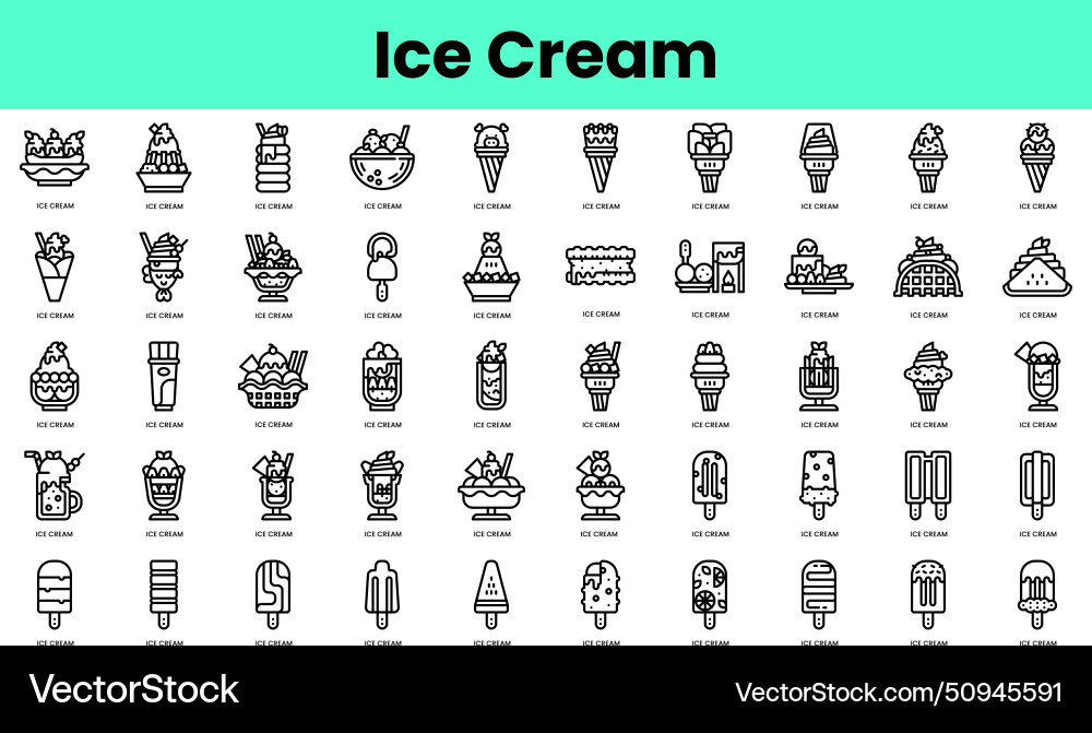 Set of ice cream icons linear style icon bundle Vector Image