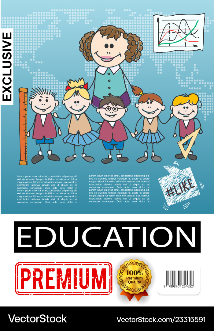 Sketch primary school education poster Royalty Free Vector