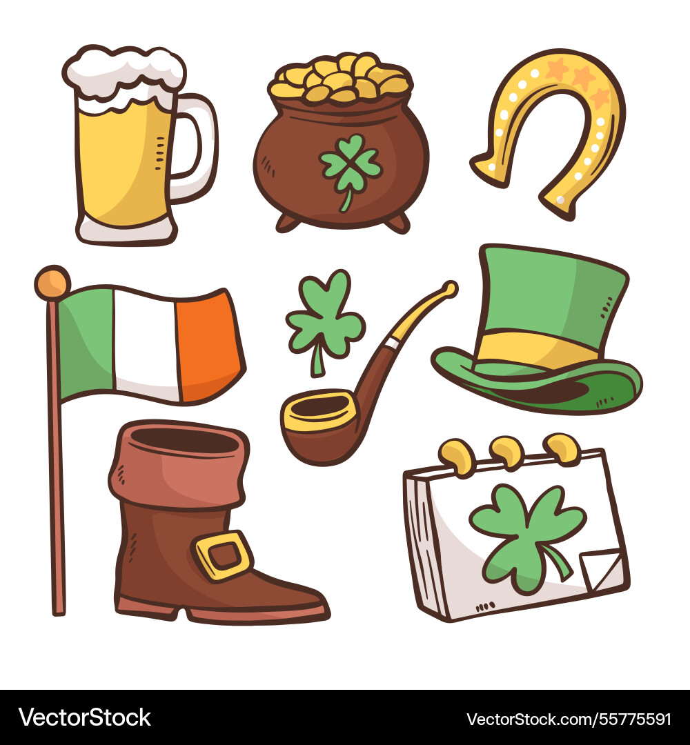 St patricks day element collection Royalty Free Vector Image