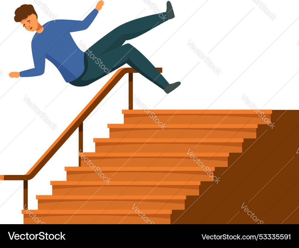 Young man slipping and falling down stairs Vector Image