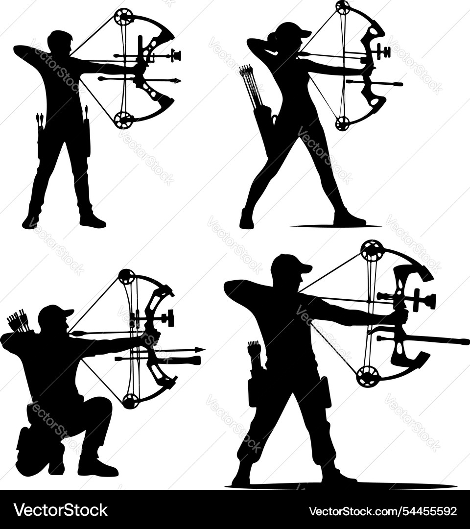 Archery silhouettes men and women aiming Vector Image