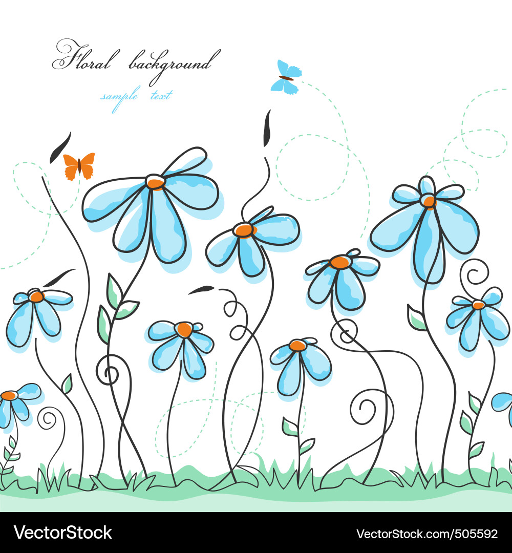 Blue floral garden Royalty Free Vector Image - VectorStock