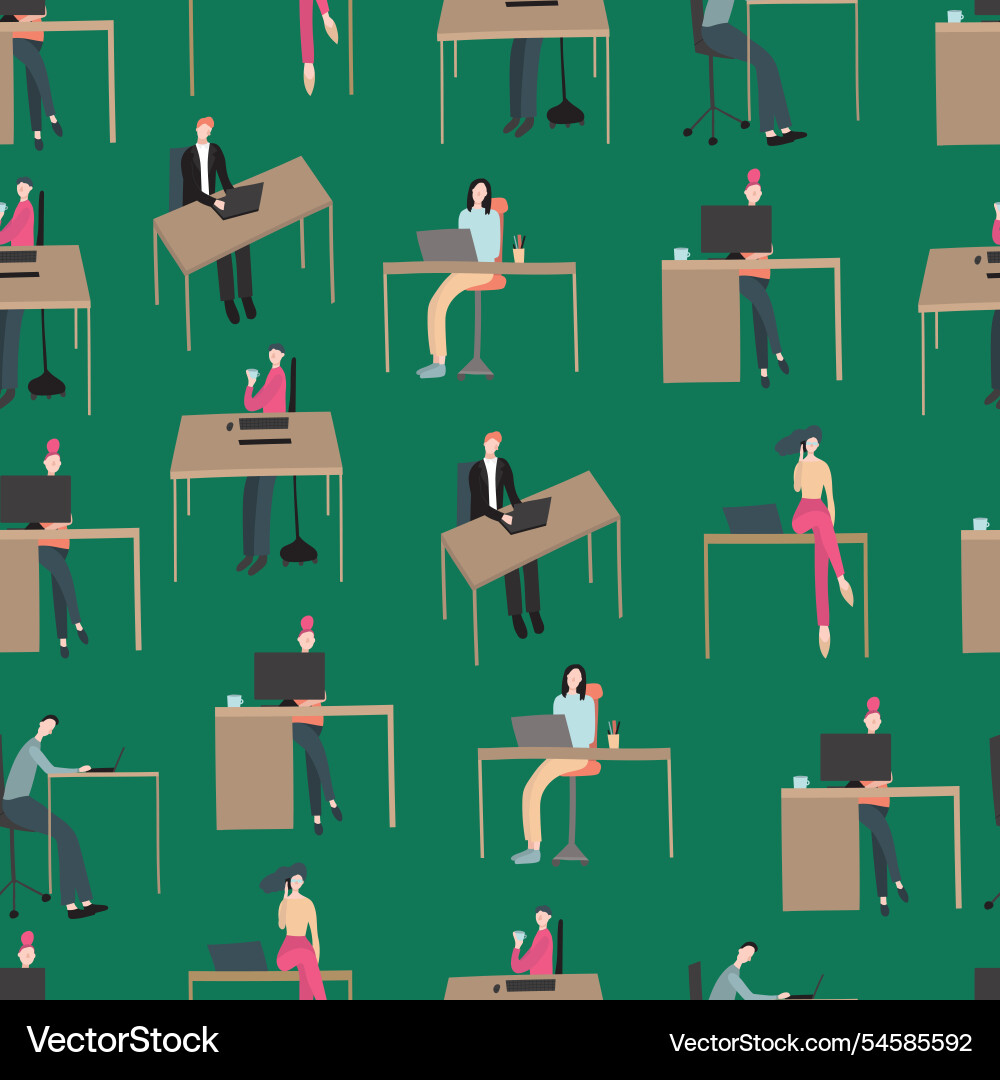 Cartoon characters working people seamless Vector Image