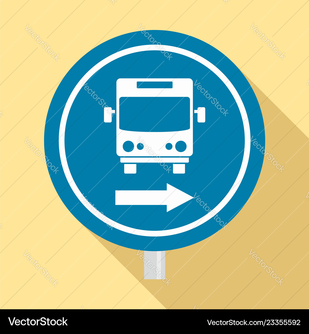 Circle bus station sign icon flat style Royalty Free Vector