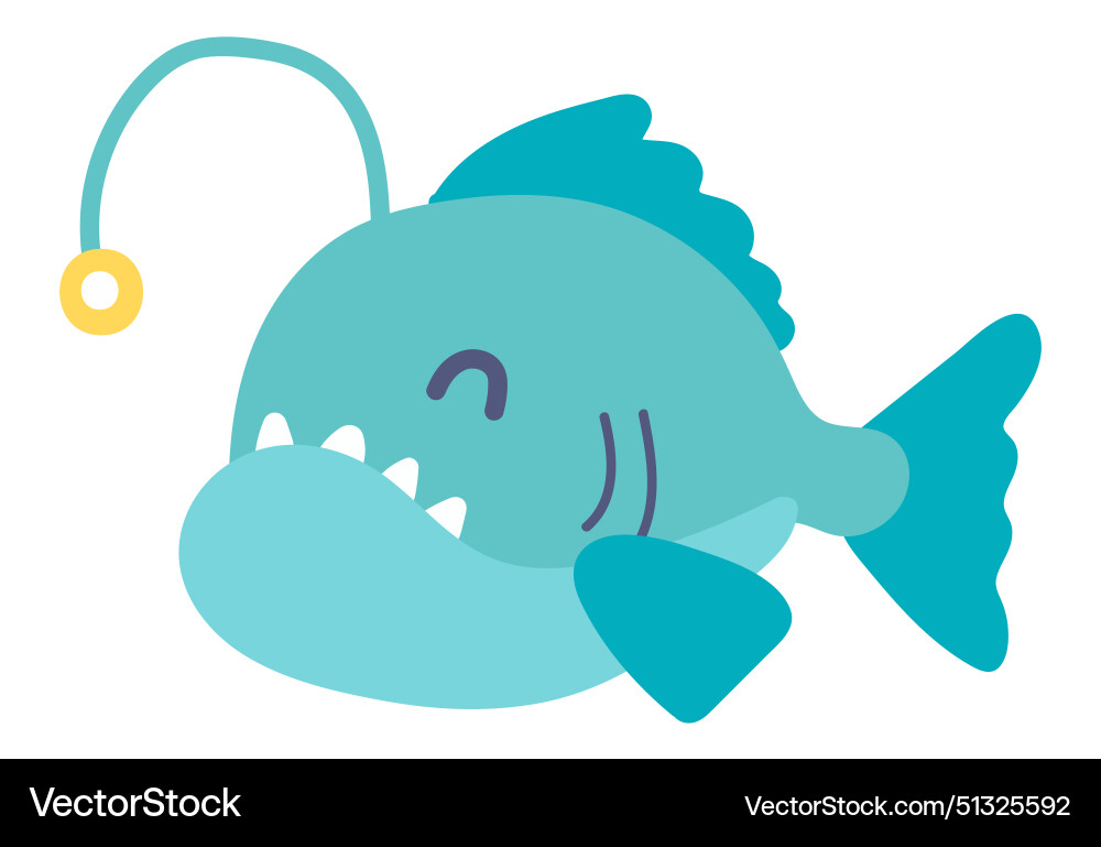 Cute angler fish in flat design underwater Vector Image
