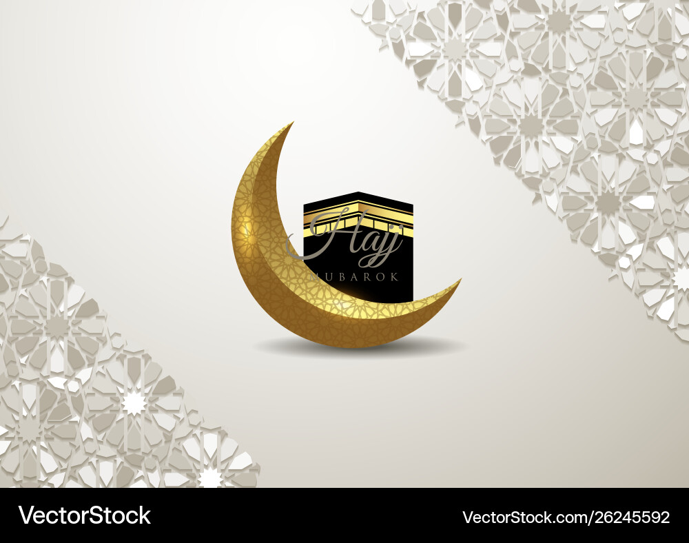 Islamic design hajj greeting card template Vector Image