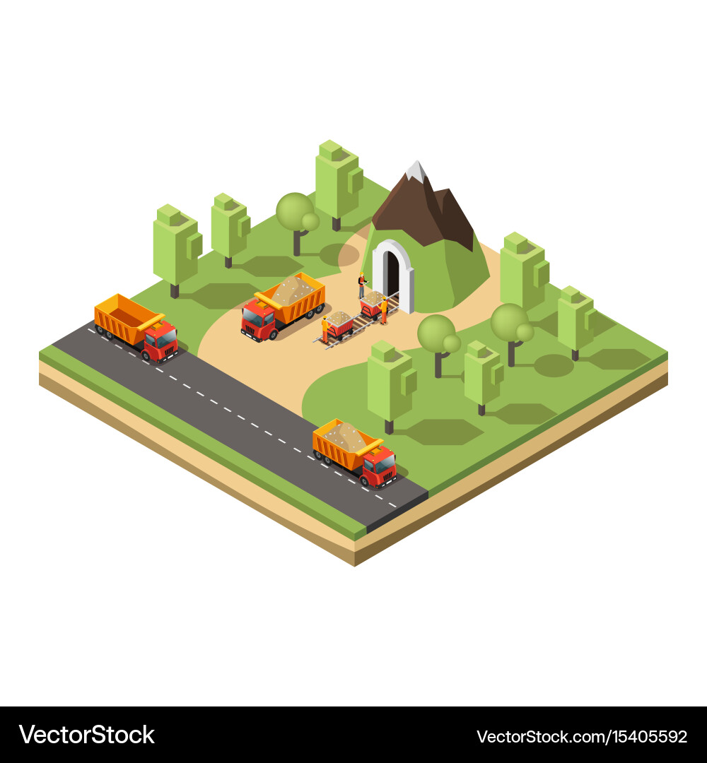 Isometric coal extraction concept Royalty Free Vector Image