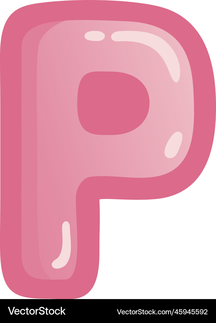Letter p pink bold alphabet font doodle drawing Vector Image
