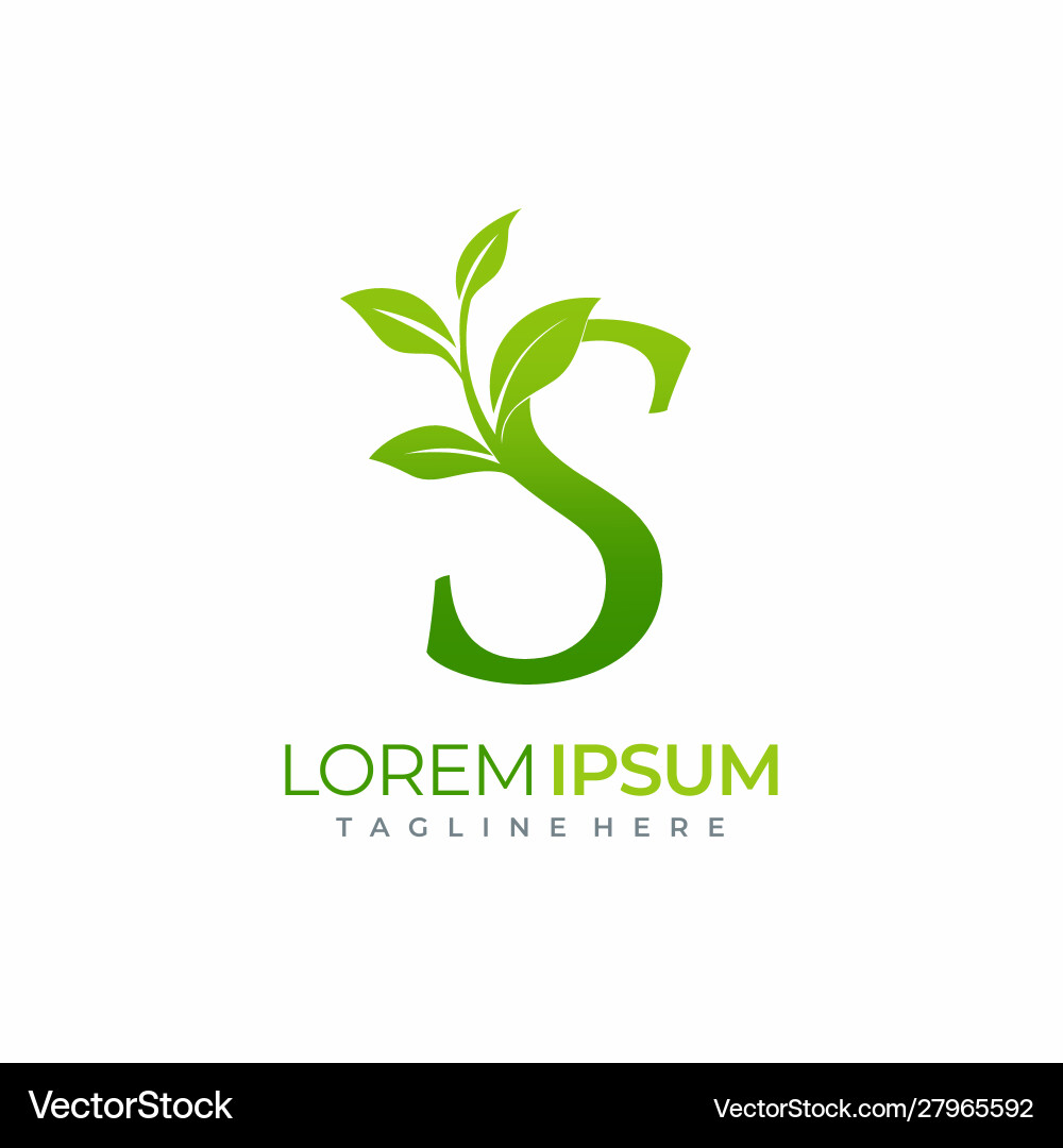 Letter s green plant leaf logo Royalty Free Vector Image