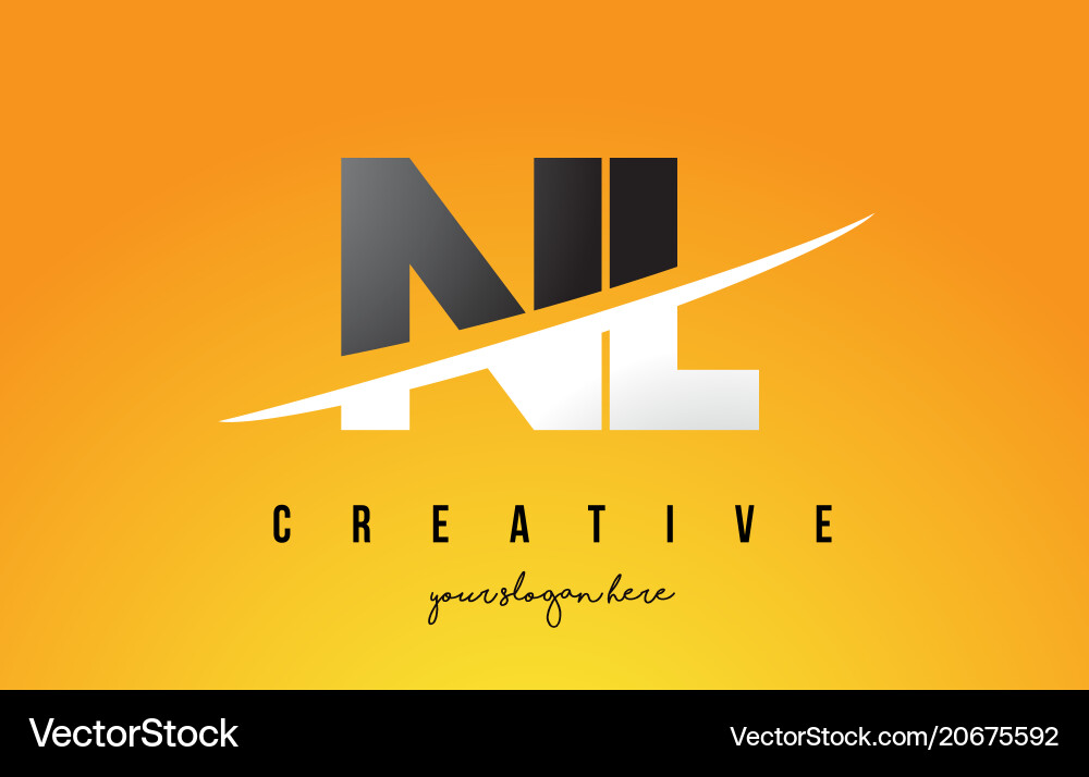 Nl n l letter modern logo design with yellow Vector Image
