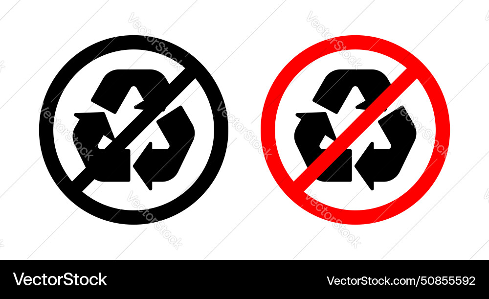 Recycle prohibition sign do not garbage Royalty Free Vector