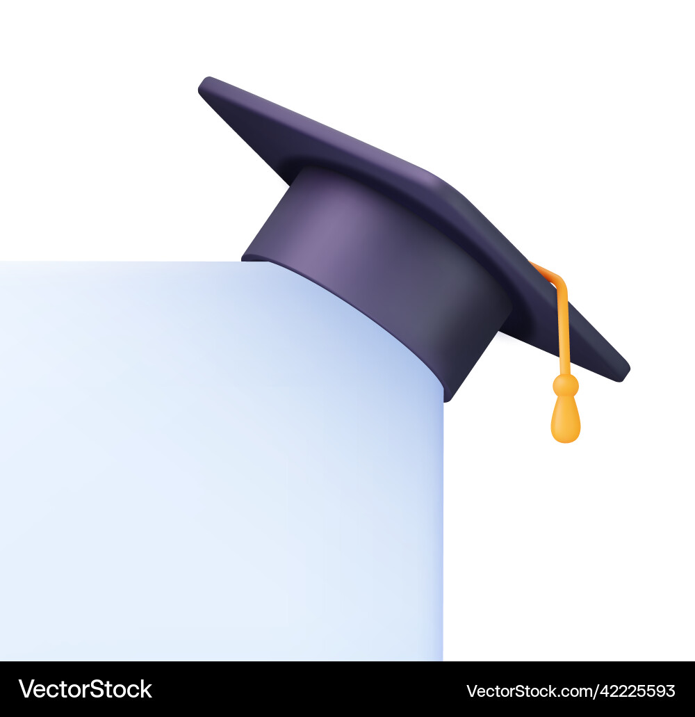 3d graduation cap icon Royalty Free Vector Image