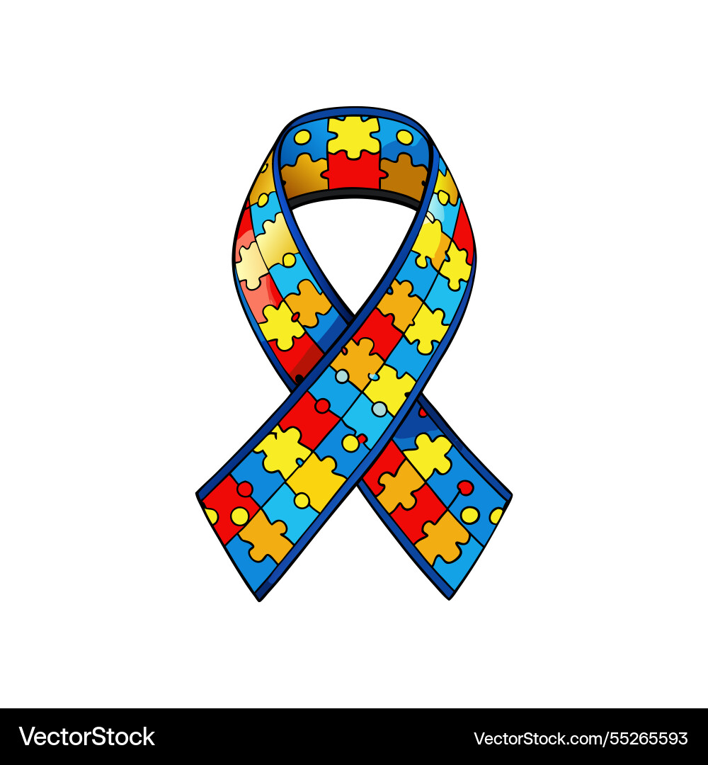 Autism awareness puzzle ribbon element Royalty Free Vector