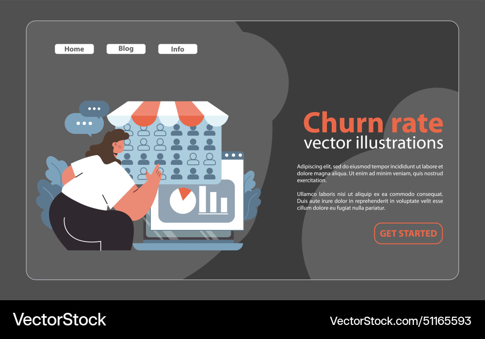Churn rate analytics concept flat Royalty Free Vector Image
