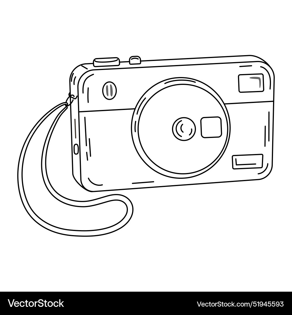Digital camera photography hand drawn line art Vector Image