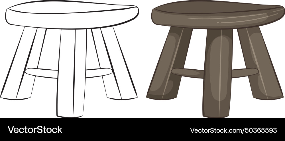 Graphic of a basic wooden stool Royalty Free Vector Image