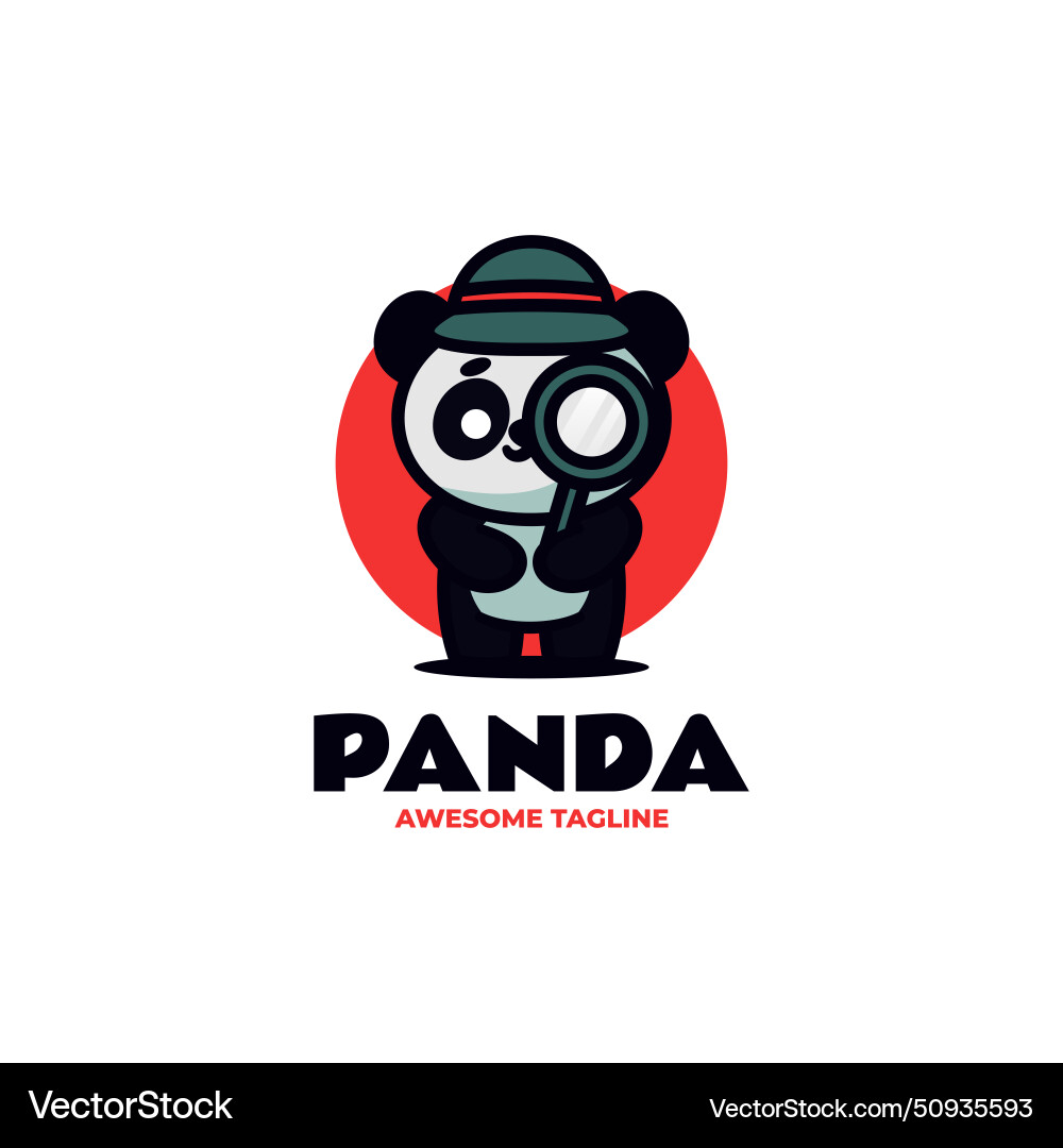 Logo detective panda mascot cartoon style Vector Image