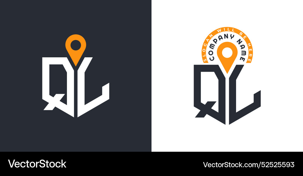 Ql location logo bundle letter dual icons Vector Image
