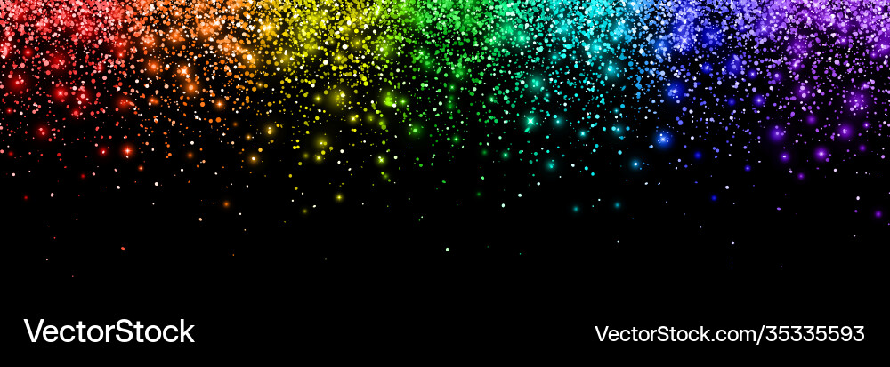 Rainbow falling particles wide banner Royalty Free Vector