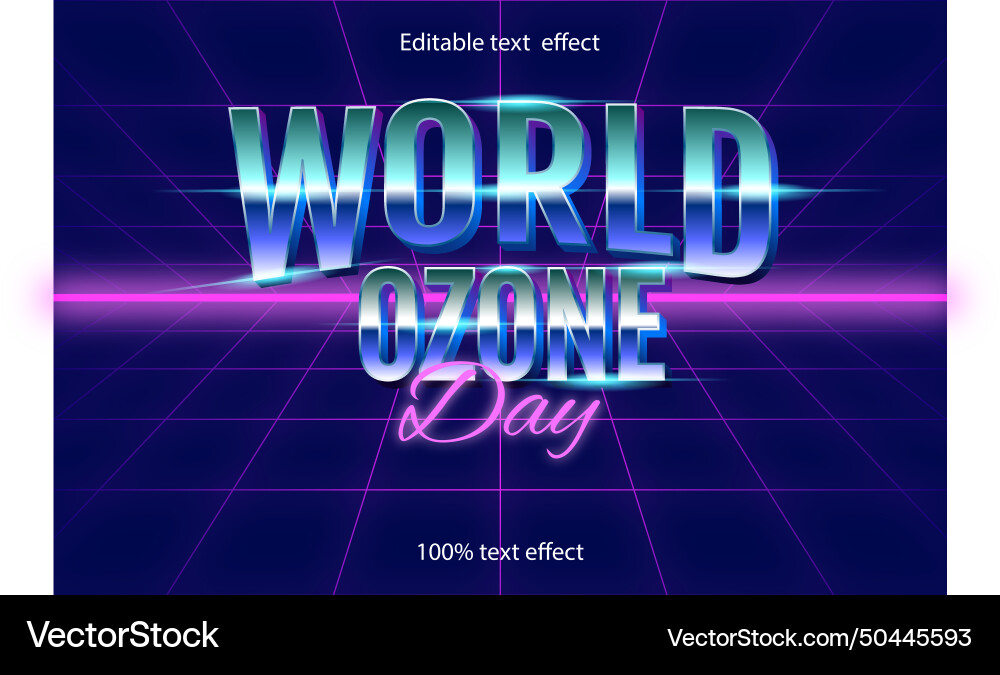 World ozone editable day text effect retro style Vector Image