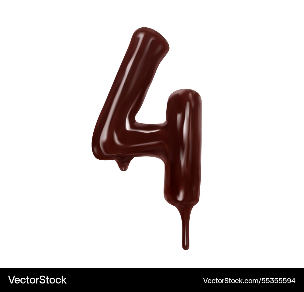 Chocolate flow number 4 four font with choco drips
