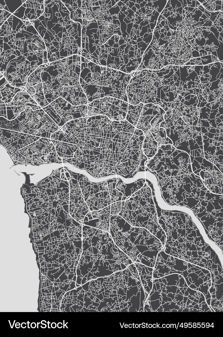 City map porto monochrome detailed plan Royalty Free Vector