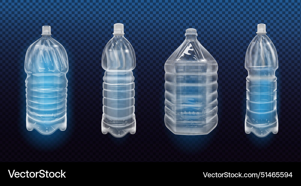 Empty plastic bottles realistic transparent Vector Image