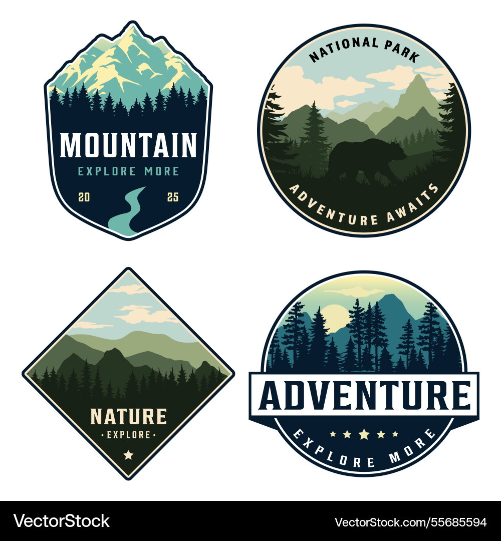 Exploration badges representing outdoor adventures
