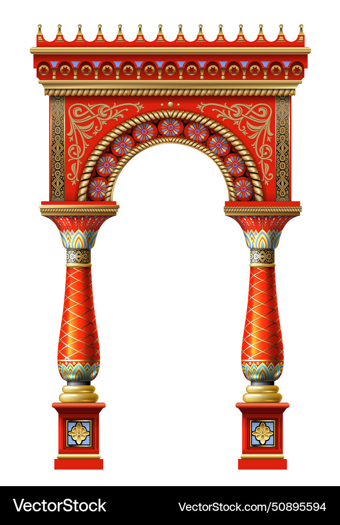 Fabulous ancient arch facade in the east Vector Image