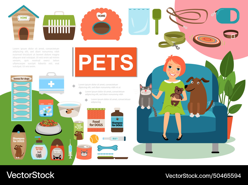 Flat pets composition Royalty Free Vector Image