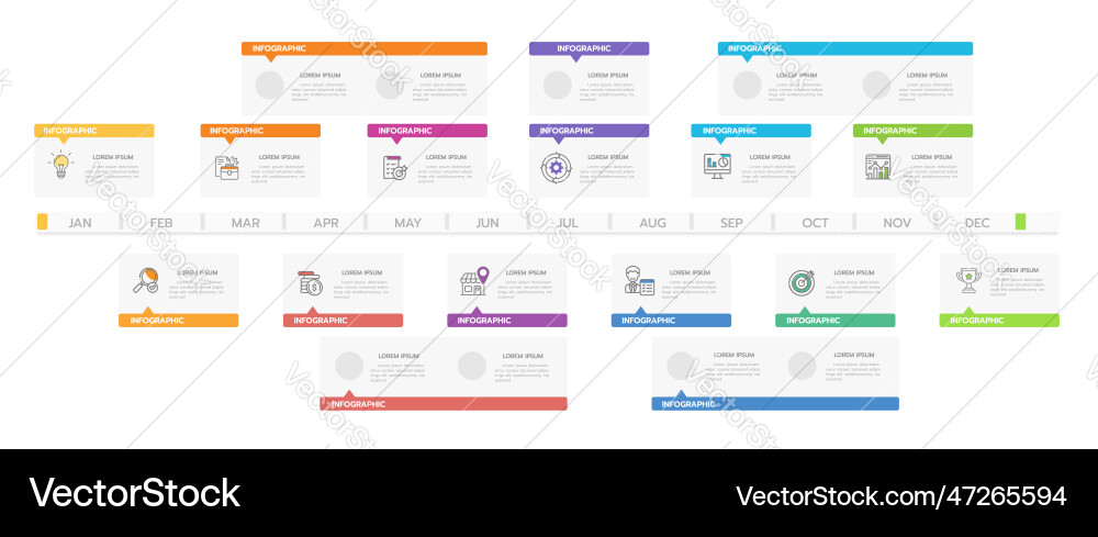 Infographic 12 months timeline diagram calendar Vector Image