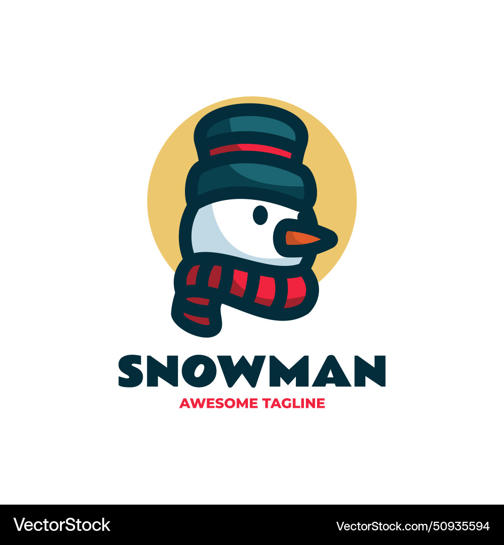 Logo snowman mascot cartoon style Royalty Free Vector Image