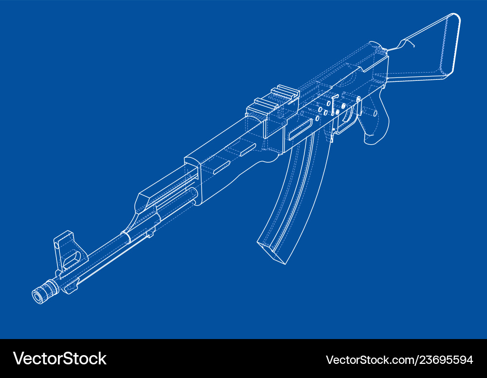 Machine gun rendering of 3d Royalty Free Vector Image