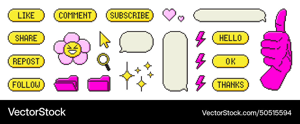 Set of pixel art dialogue box Royalty Free Vector Image