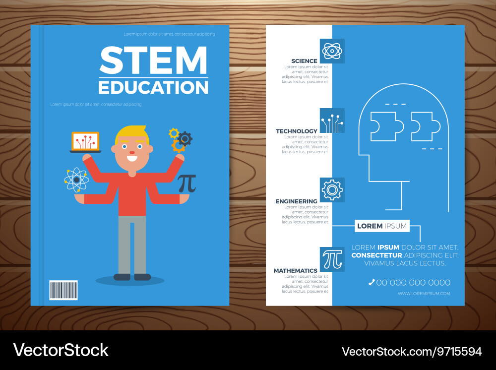 Stem education book cover and flyer template Vector Image