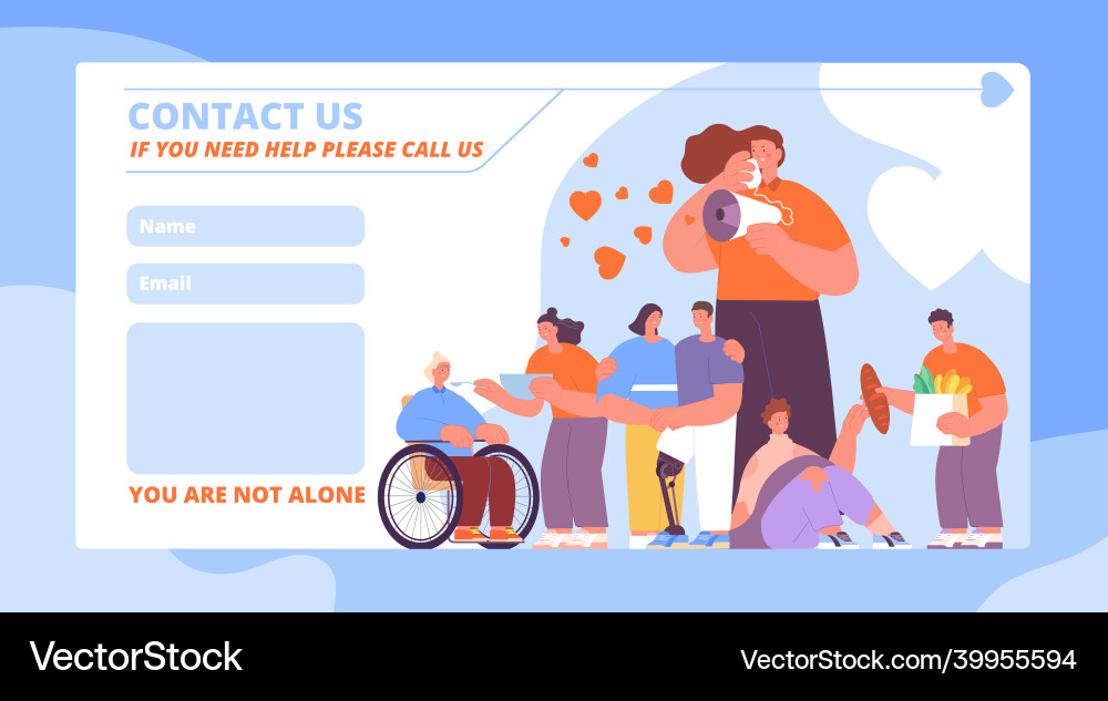 Volunteering help volunteers helping online Vector Image