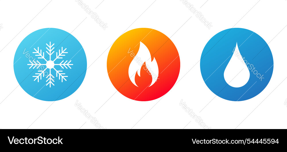 Water fire and cold icons Royalty Free Vector Image